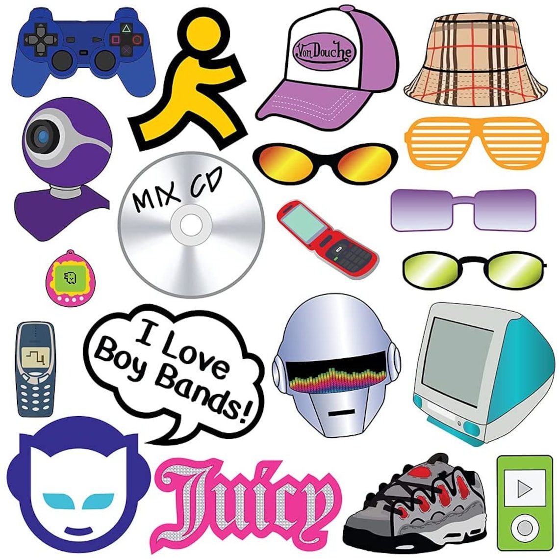 Throwback 2000's and 1990s Photo Booth Prop Set - Funny 2000's and 90s ...