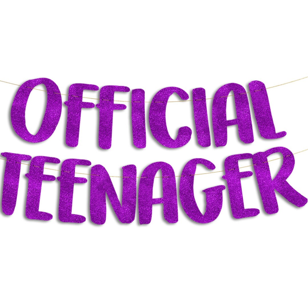 Official Teenager Purple Glitter Banner - 13th Birthday Party ...