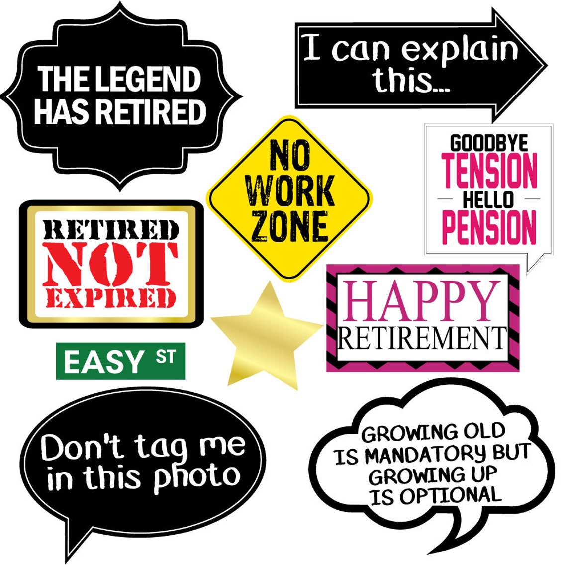 Retirement Party Photo Props Pack Retirement Party Supplies | Etsy