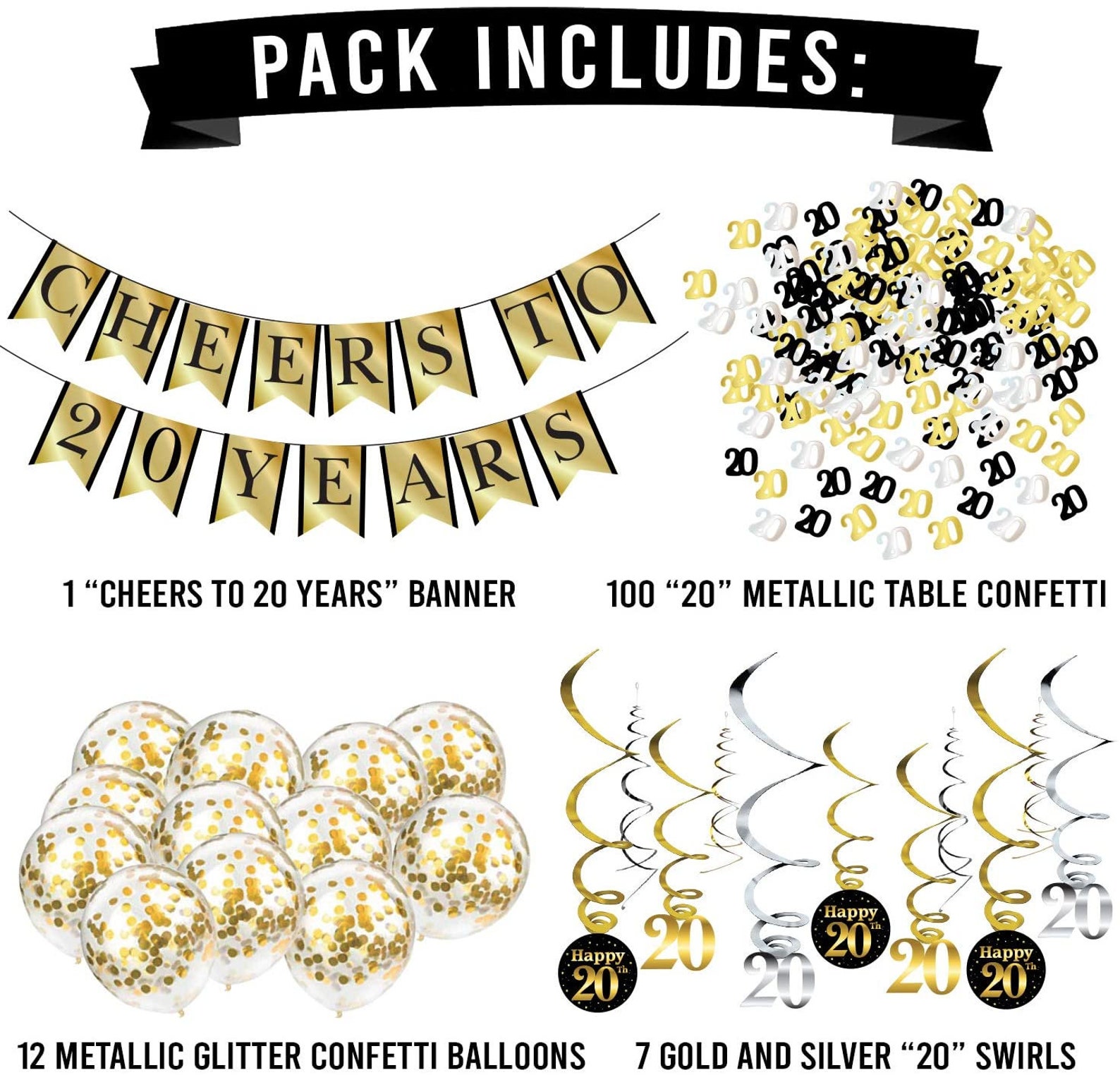 20th Birthday and Anniversary Decorations Party Pack Cheers - Etsy