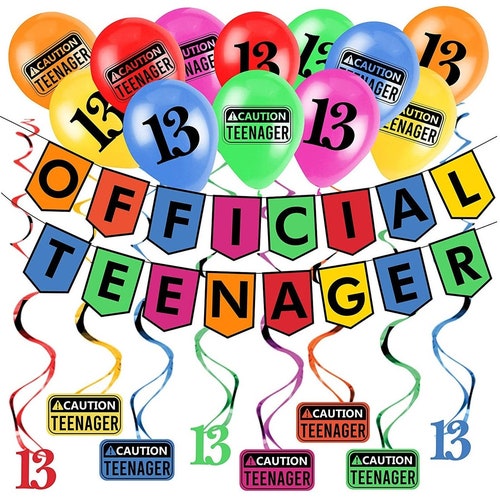 Official Teenager Gold Glitter Banner 13th Birthday Party - Etsy