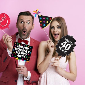 40th Birthday Photo Booth Party Props - 40 Pieces - Funny 40th Birthday ...
