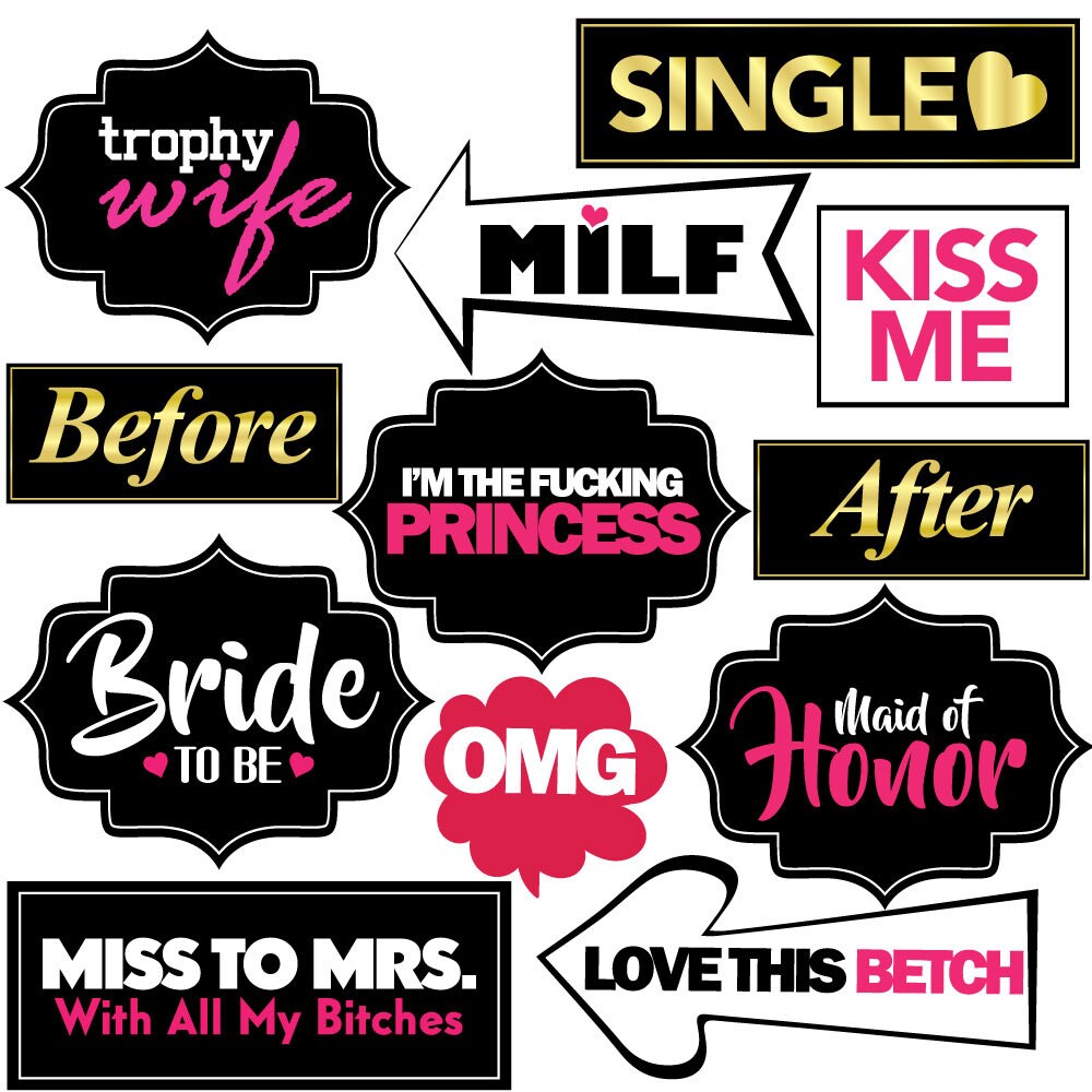 Bachelorette Party Photo Booth Props - 36 Pieces - Bachelorette Party ...