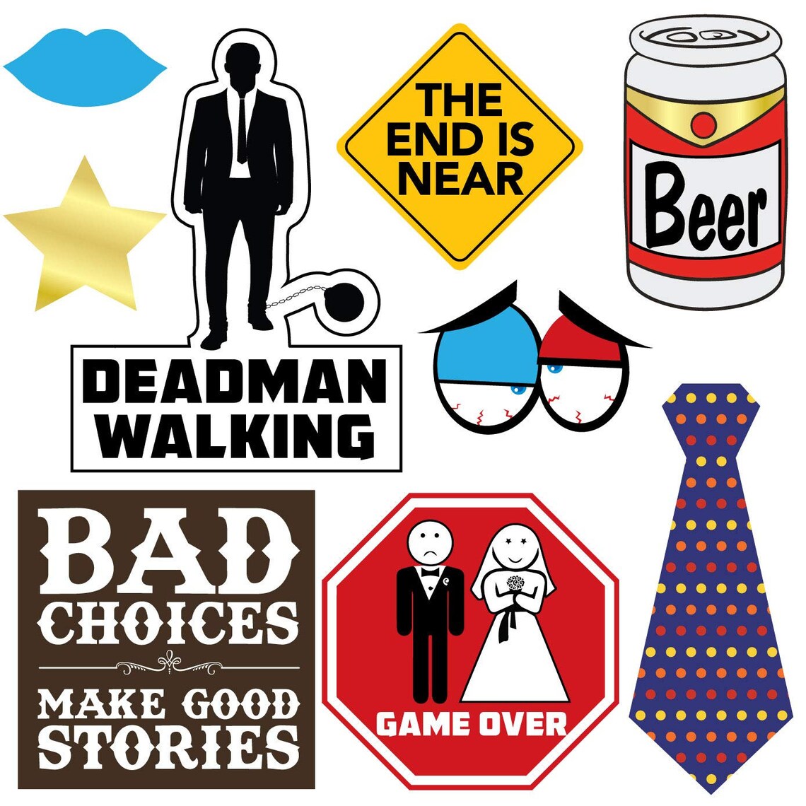 Bachelor Party Photo Booth Props 37 Pieces Funny Bachelor - Etsy