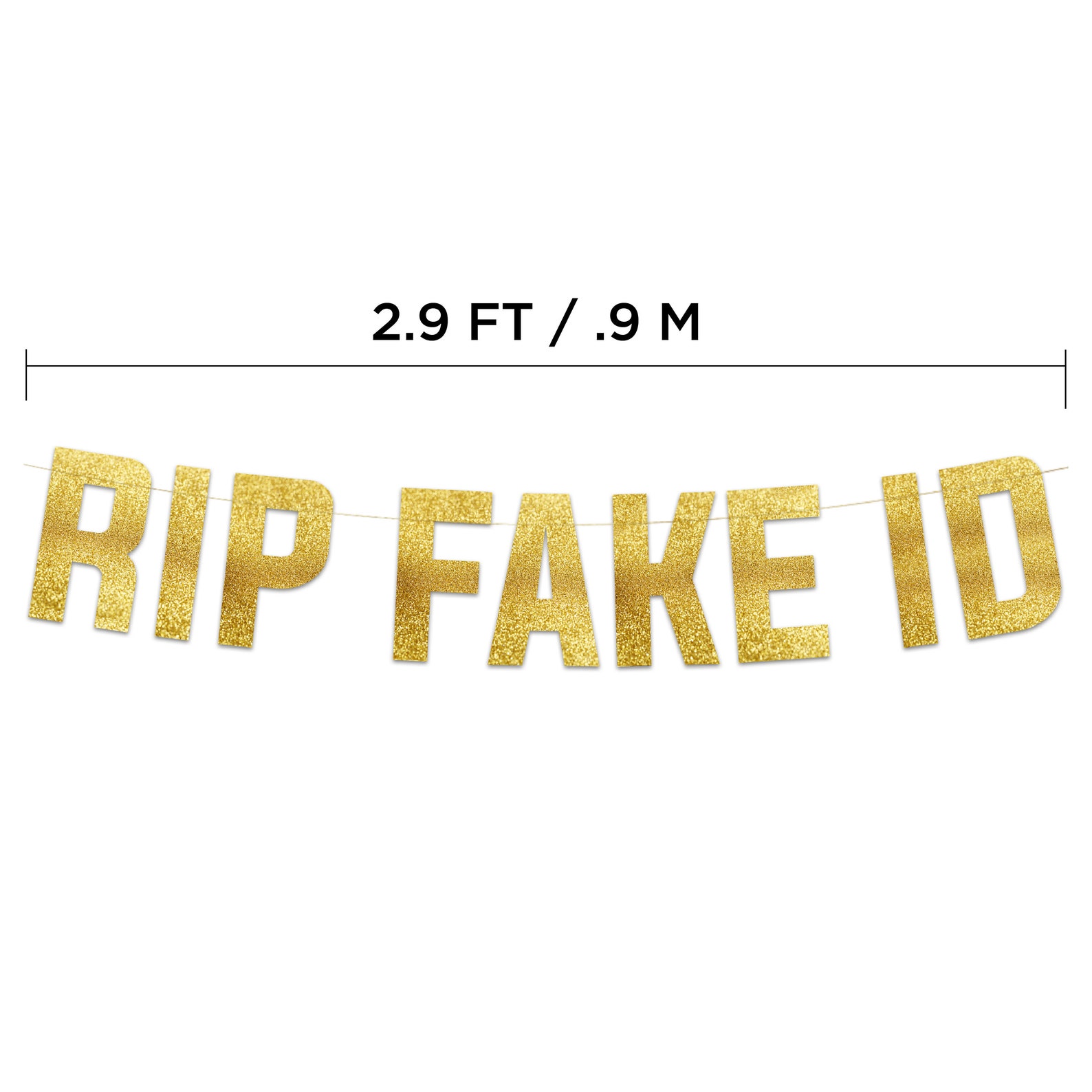 RIP FAKE ID - 21st Birthday Gold Glitter Banner - Party Decorations ...