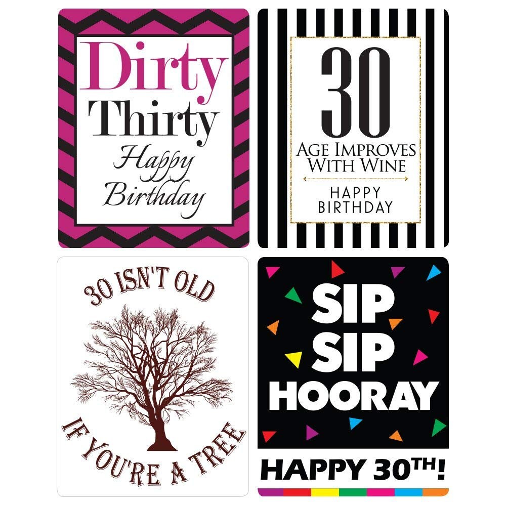 Chic 30th Birthday Wine Label Pack - Birthday Party Supplies, Ideas and ...