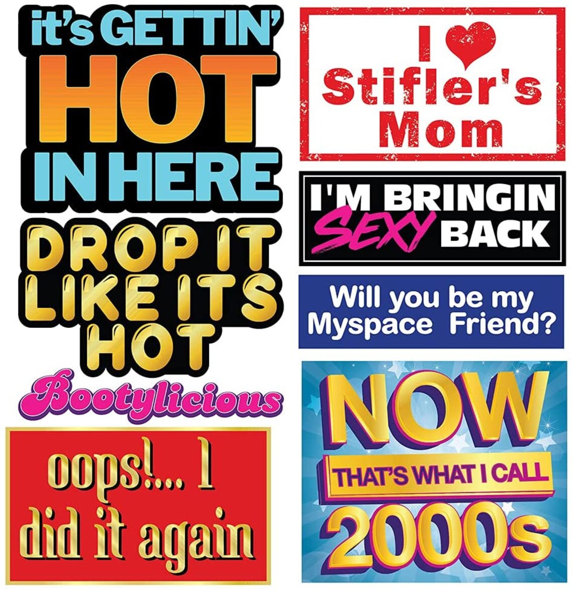 Throwback 2000's and 1990s Photo Booth Prop Set - Funny 2000's and 90s ...