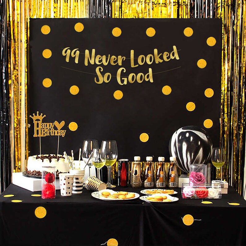 99 Never Looked so Good Gold Glitter Banner – 99th Birthday Party ...