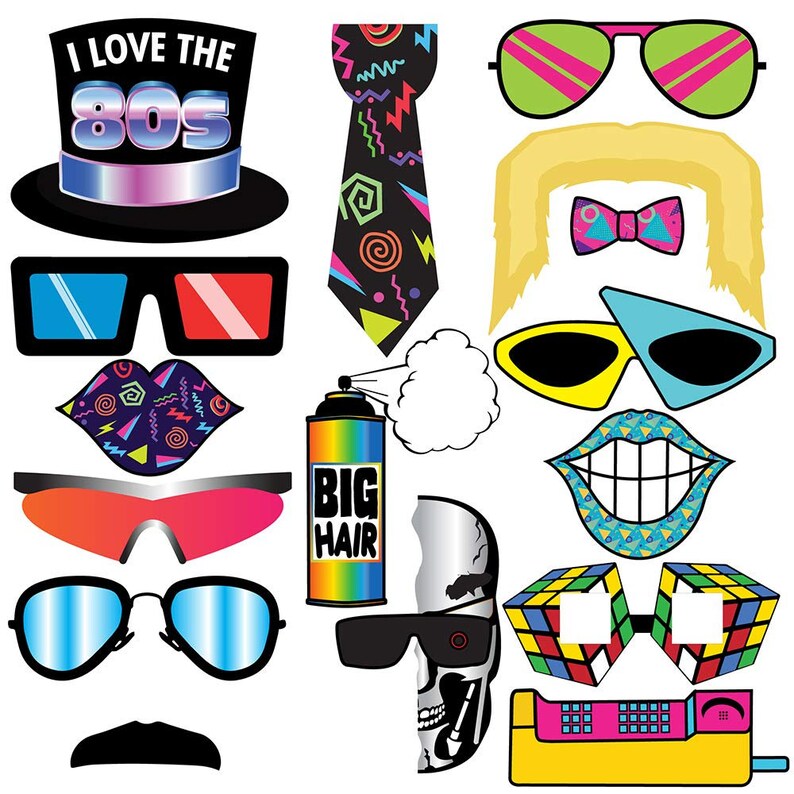 Retro 80's Photo Prop Set 37 Pcs Funny 1980's | Etsy