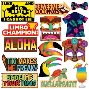 Luau Party Photo Prop Set - 40 Pcs - Hawaii - Aloha -tropical - Tiki ...