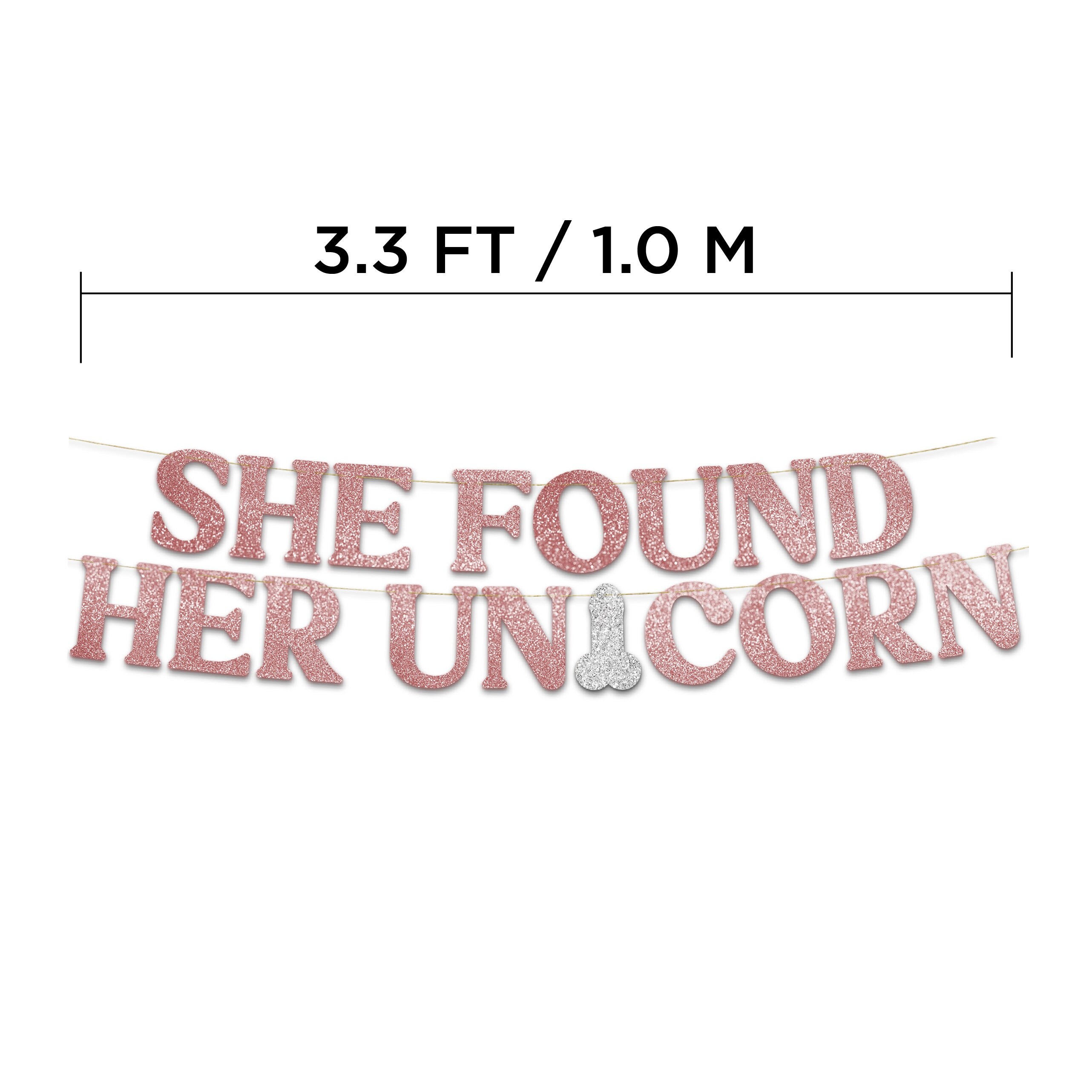 She Found Her Unicorn Rose Gold Glitter Banner - Bachelorette Party ...