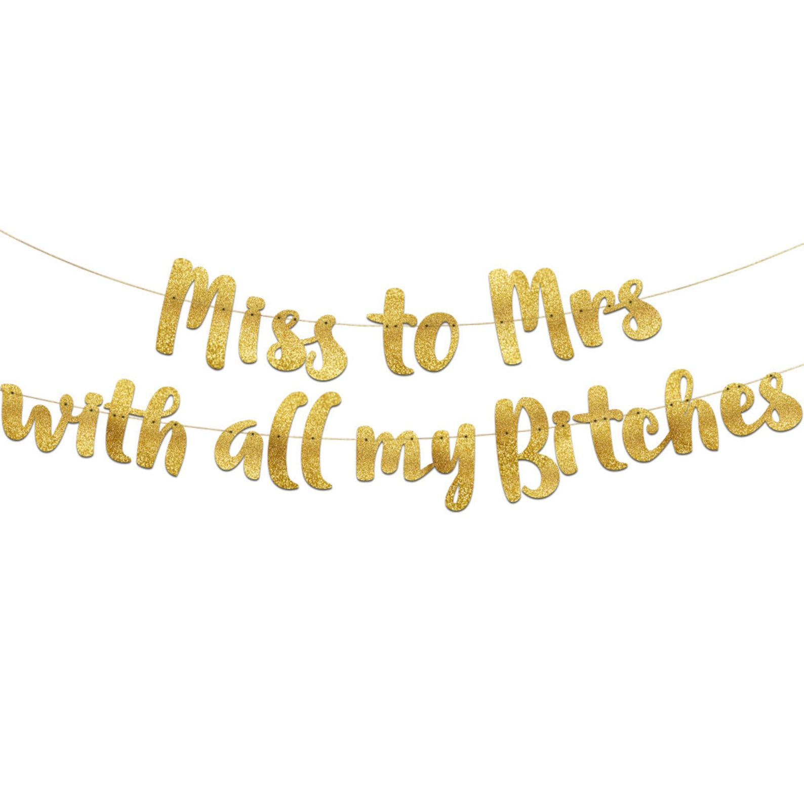 Miss to Mrs Classy & Sassy Bachelorette Gold Glitter Banner | Etsy