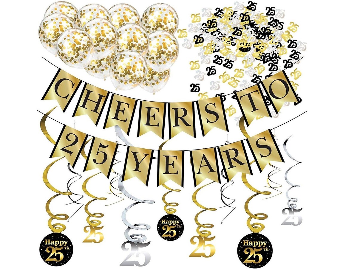 25th Birthday Party Decorations and Anniversary Pack Cheers | Etsy