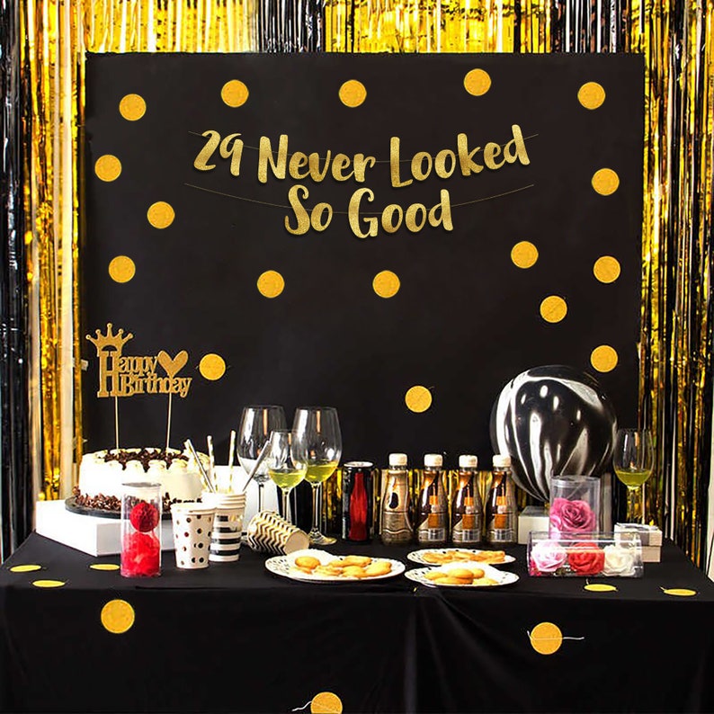 29 Never Looked so Good Gold Glitter Banner - 29th Birthday and ...