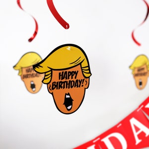 Funny Birthday Party Pack – MAGA Happy Birthday Banner and Trump Swirls ...