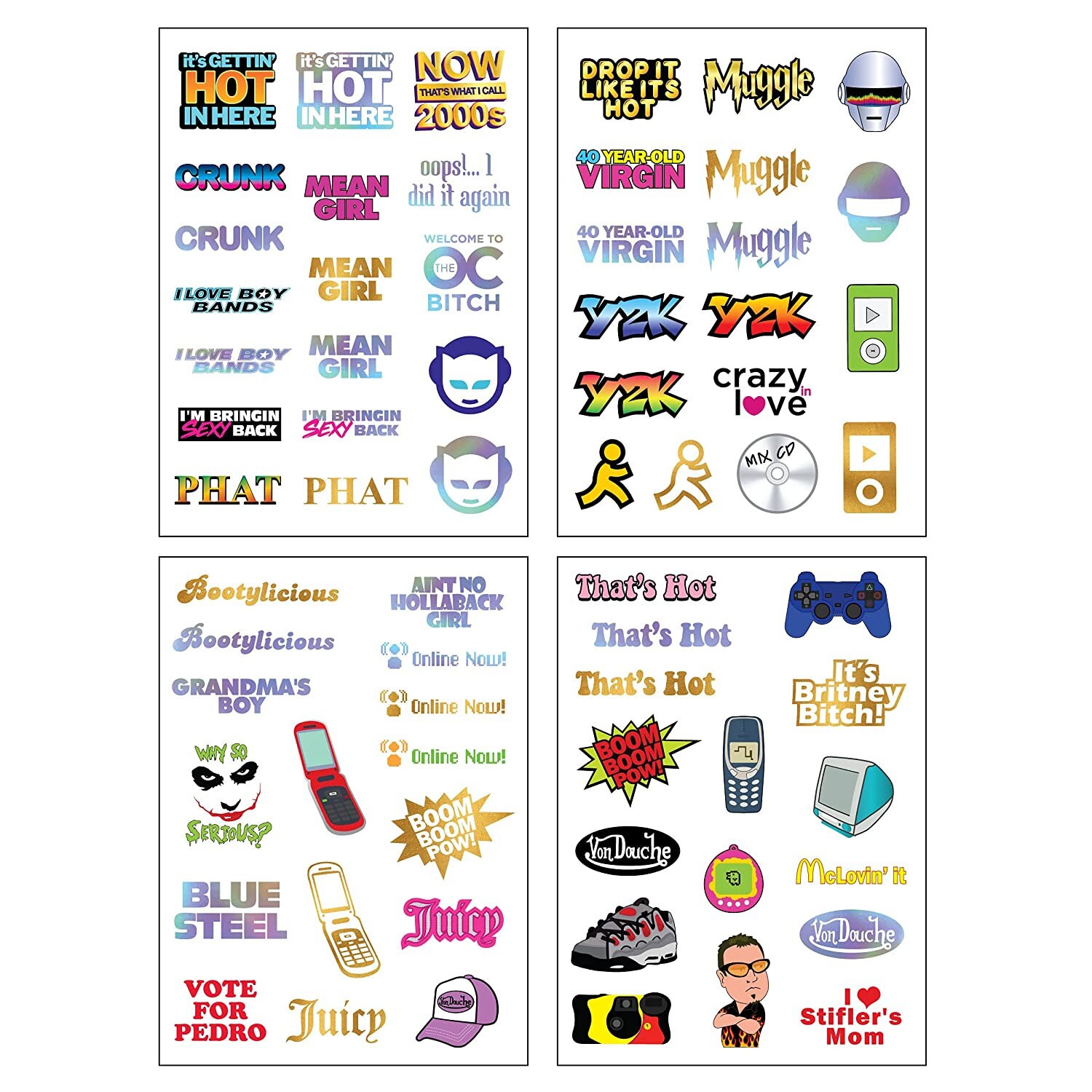 Throwback 2000s and 1990s Theme Temporary Tattoos - Funny 2000s and ...