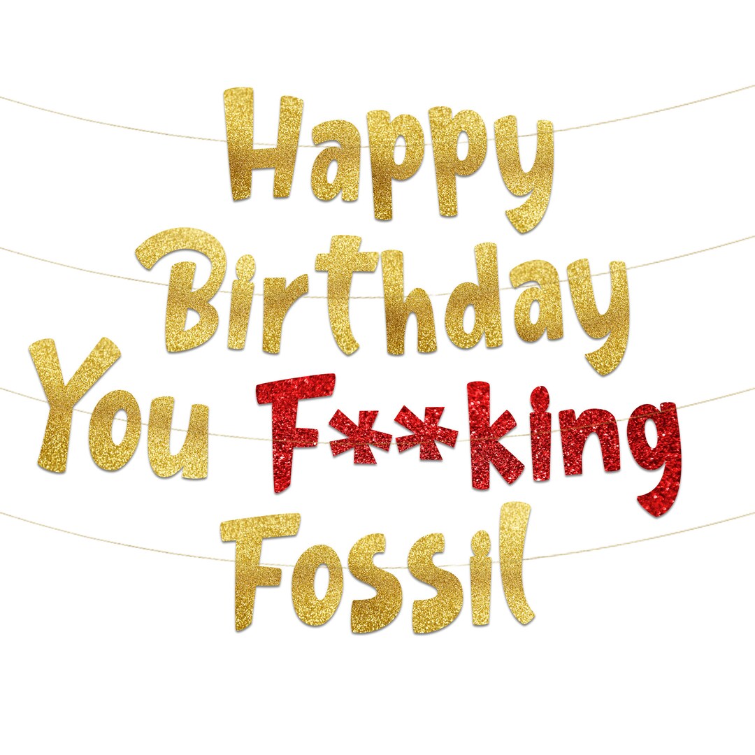 Funny Birthday Gold Glitter Banner – Happy Mens Birthday Party Supplies ...