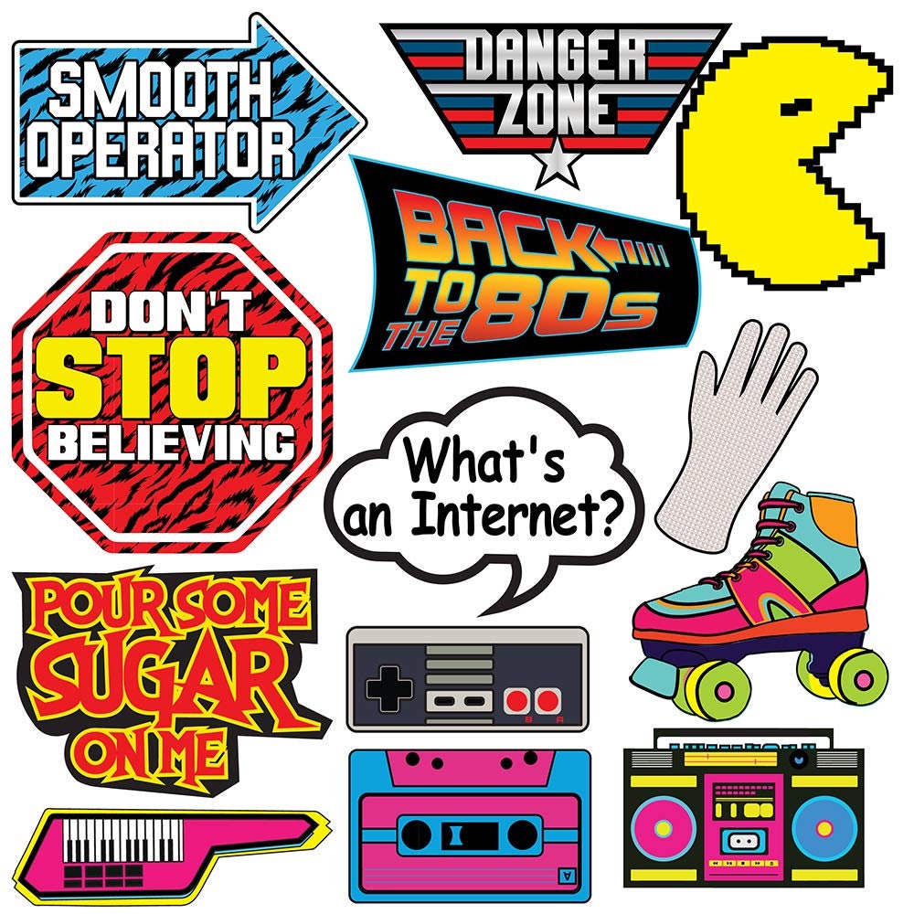 Retro 80's Photo Prop Set 37 Pcs Funny 1980's | Etsy