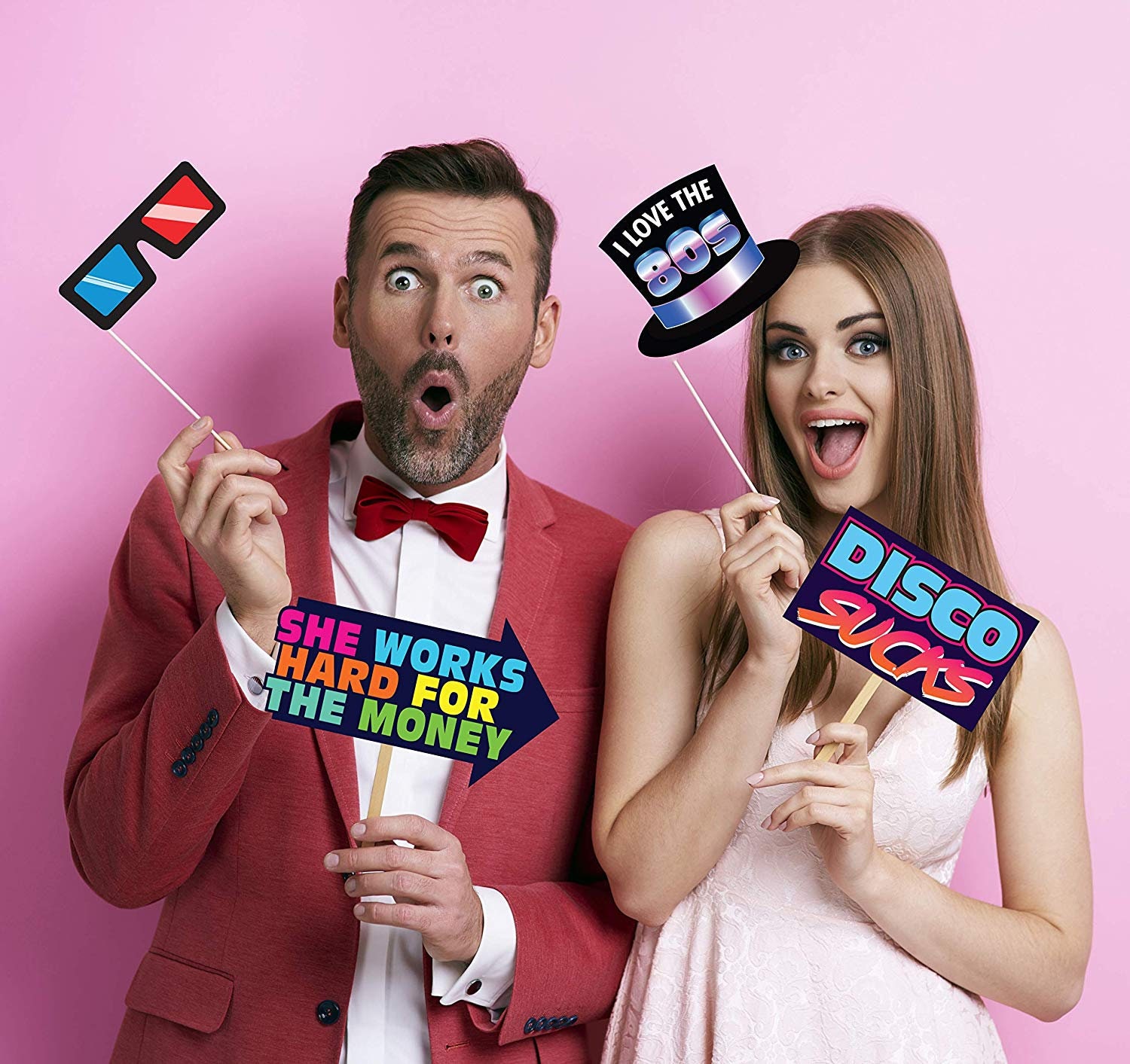 Retro 80's Photo Prop Set - 37 Pcs - Funny 1980's Theme Party ...
