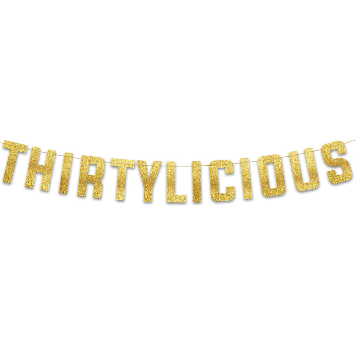 Thirtylicious Gold Glitter Banner - Happy 30th Birthday Party Banner ...