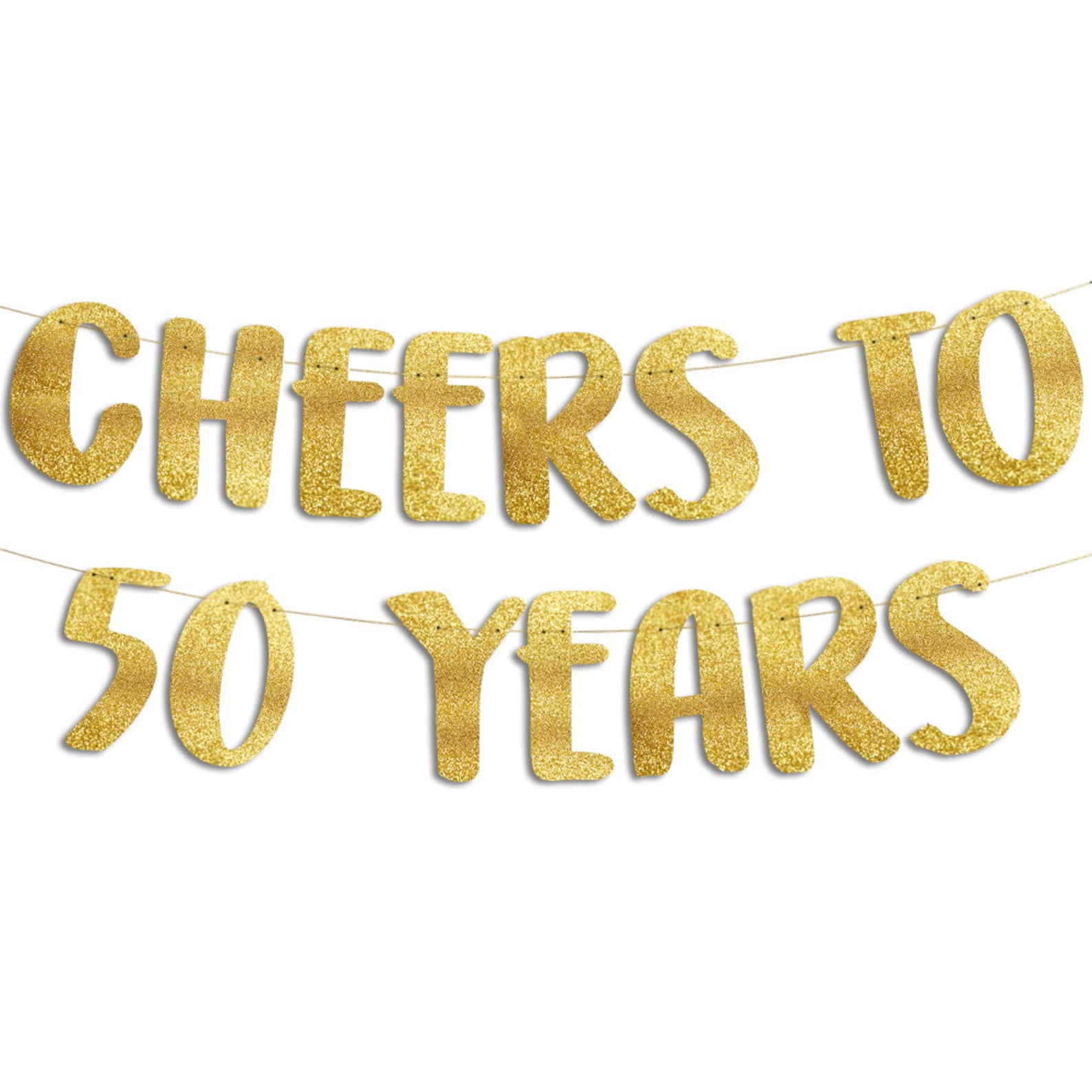 Cheers To 50 Years Gold Glitter Banner 50th Anniversary And Etsy