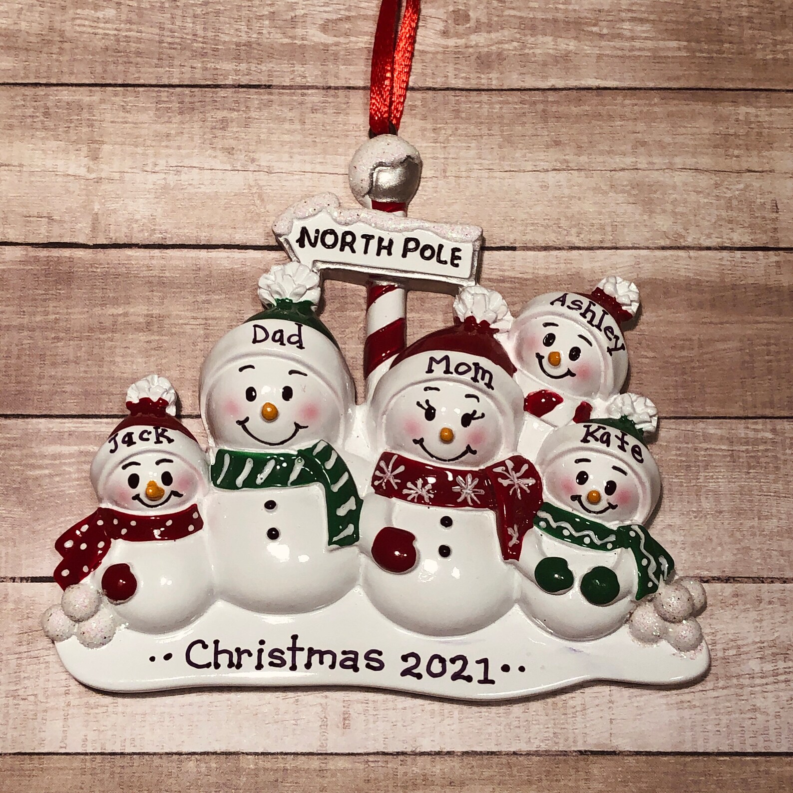Personalized Family of Five Snowman. Five Snowmen at North - Etsy