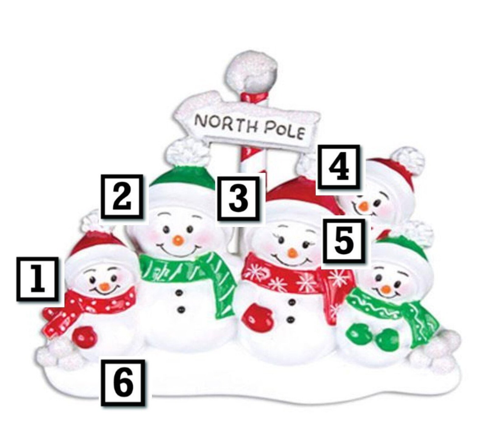 Personalized Family of Five Snowman. Five Snowmen at North - Etsy