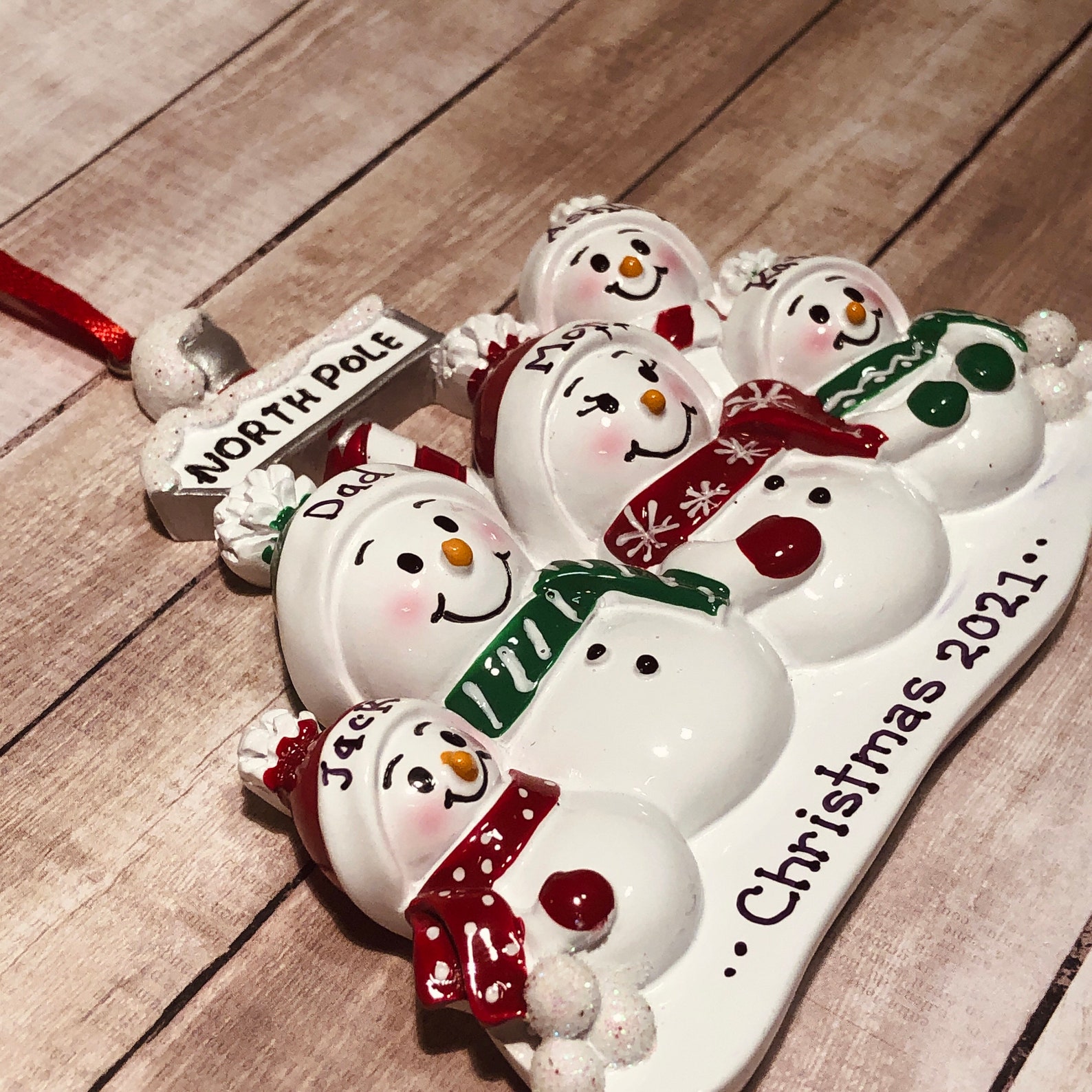 Personalized Family of Five Snowman. Five Snowmen at North - Etsy