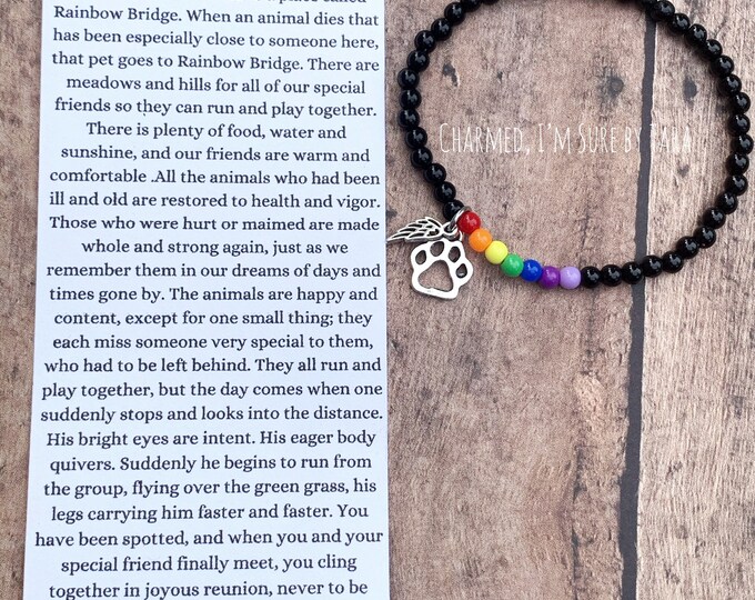 Rainbow Bridge Beaded Bracelet With Poem Card/ Pet Loss Gift - Etsy