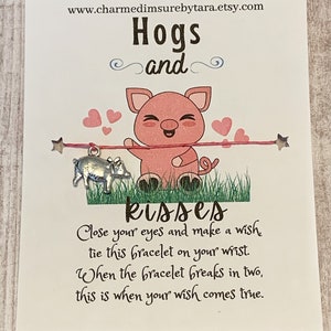 Pig Charm Wish Bracelet/ Hogs and Kisses/ Valentine’s Day Gift/ Love - Etsy
