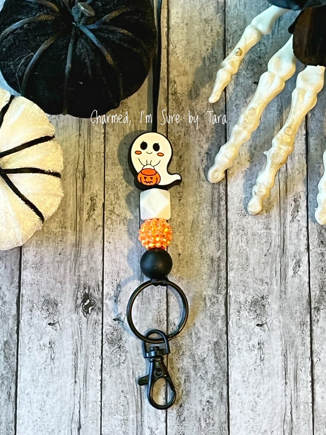 Lanyard, Cute Ghost Beaded Lanyard, Teacher Lanyard, Nurse, School ...