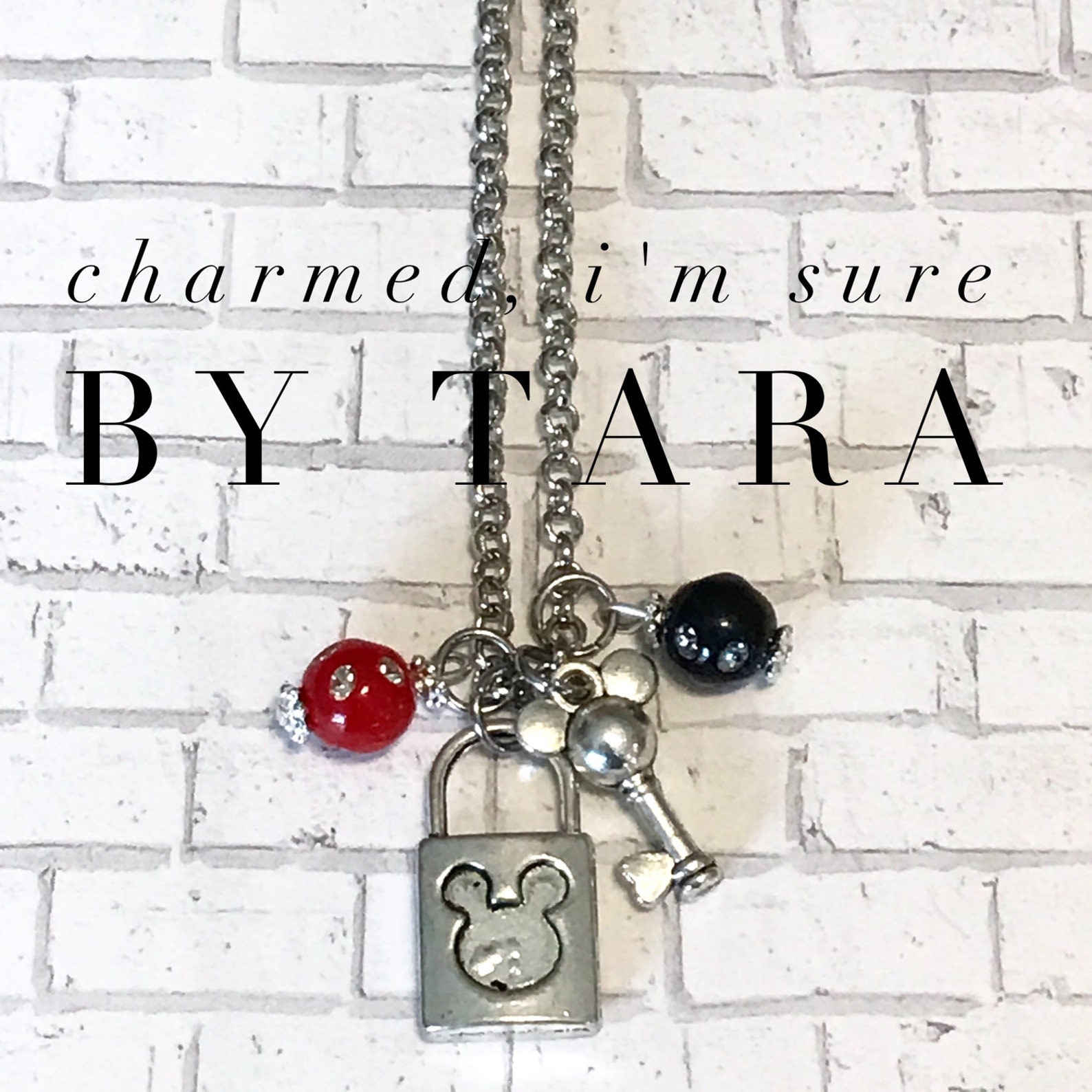 Mouse Head Lock and Key Necklace With Bling Beads - Etsy