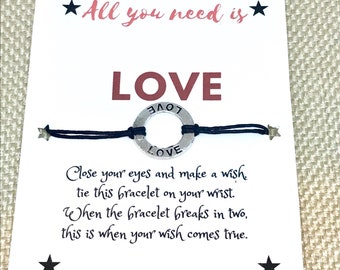 Love Wish Bracelet Cord Friendship Bracelet Inspirational Support Love ...