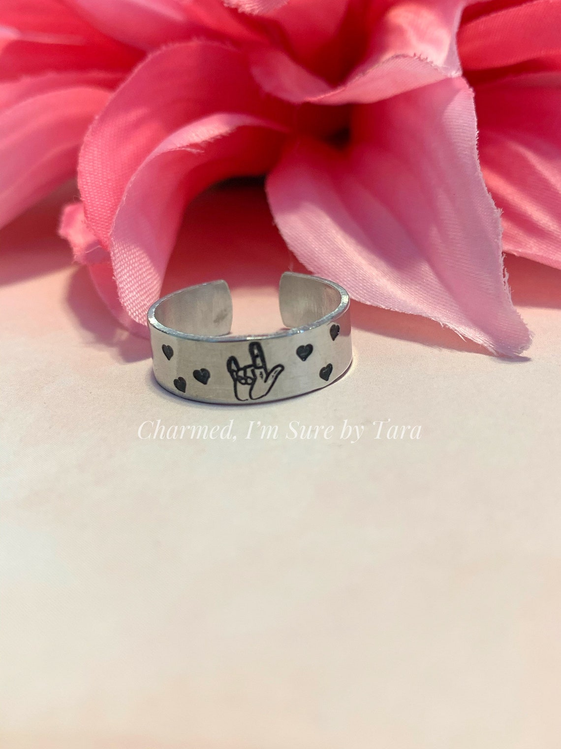 ASL I Love You Hand Stamped Ring/ Sign Language - Etsy