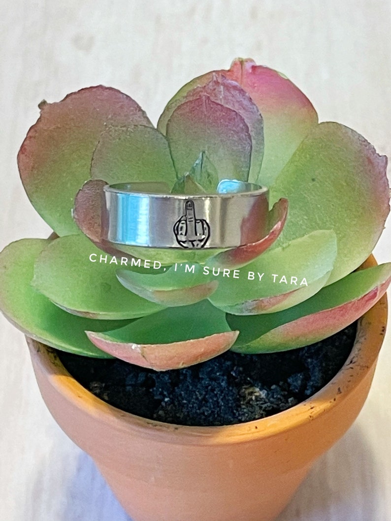 Middle Finger Hand Stamped Ring - Etsy