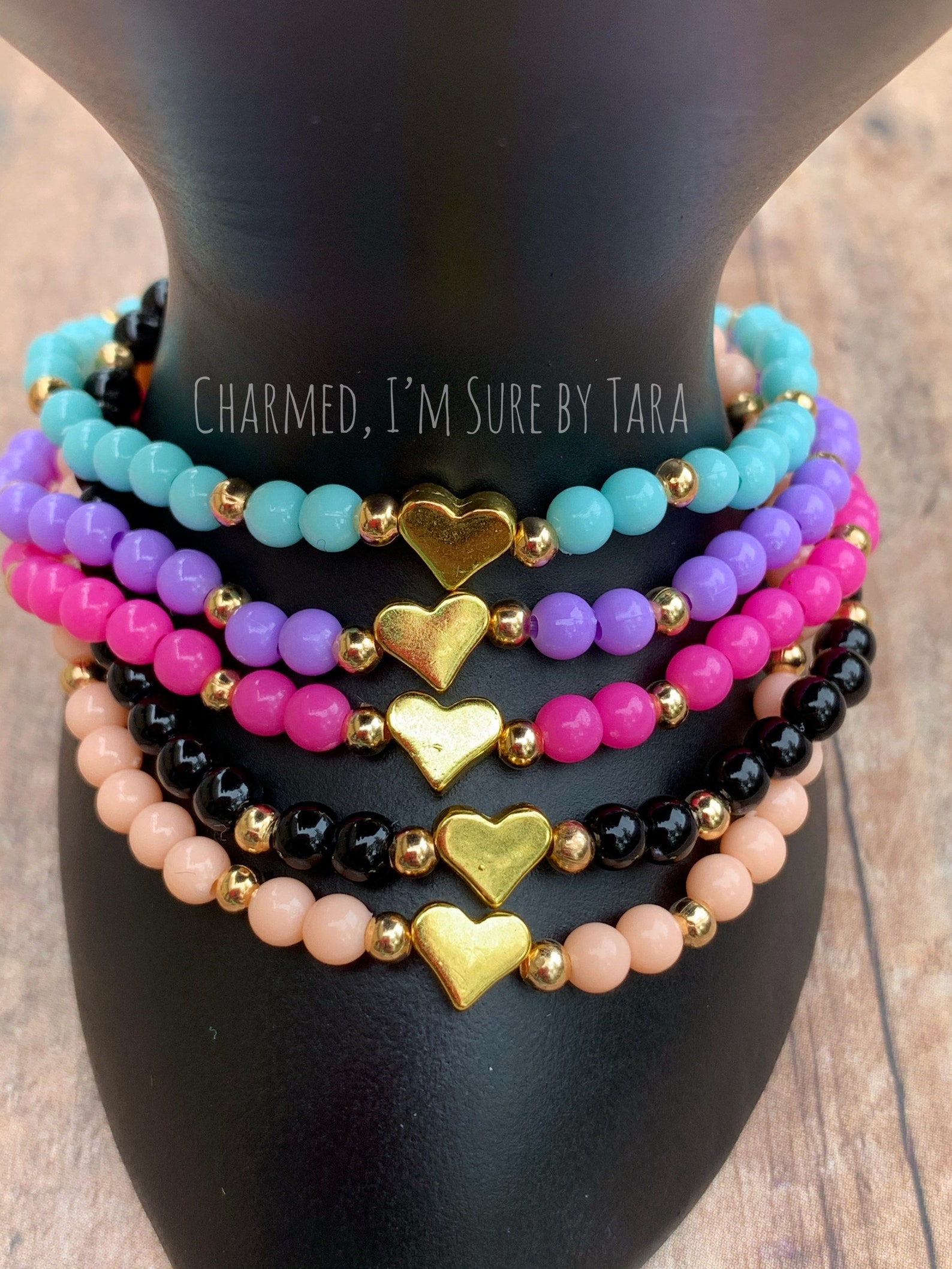 Gold Heart Beaded Bracelet - Etsy