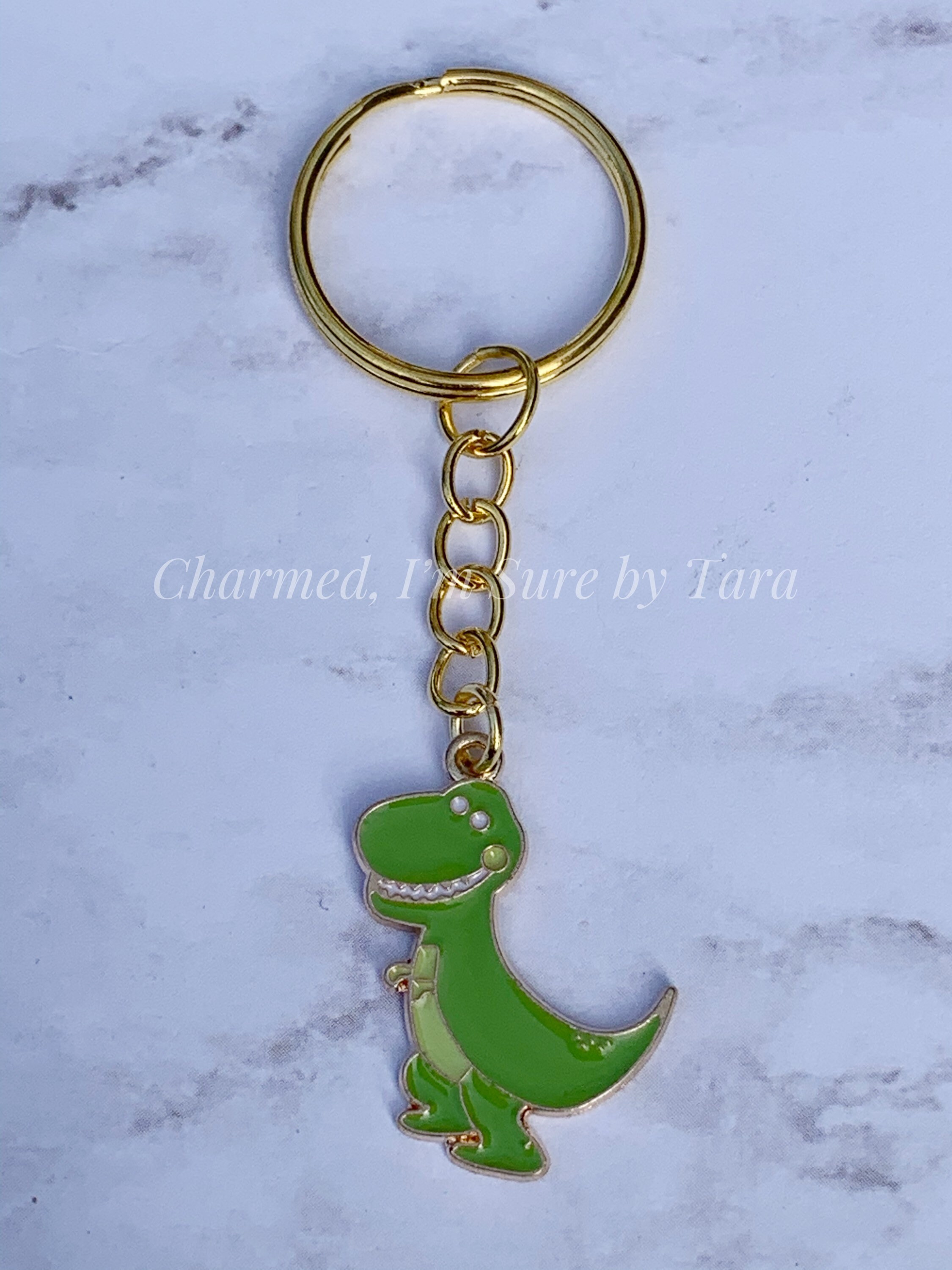Enamel Dinosaur Charm Keychain / Gold Tone - Etsy