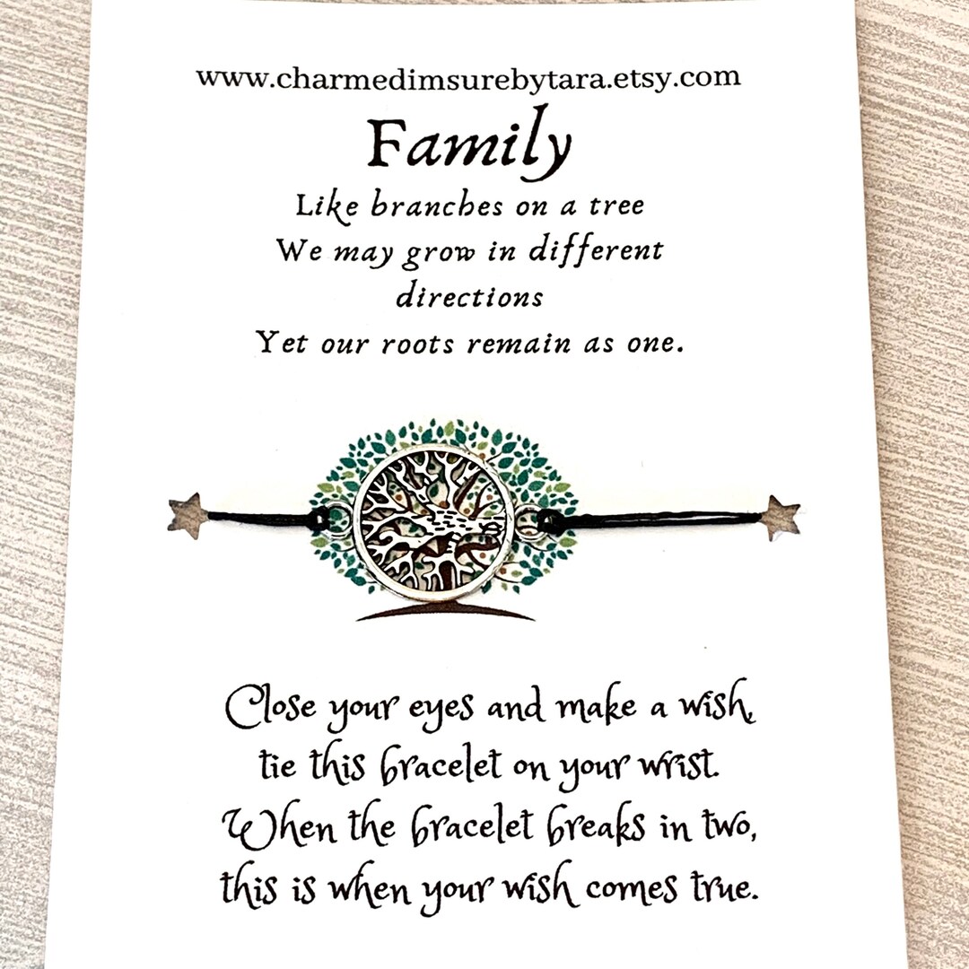Family Tree Charm Wish Bracelet / Friendship Bracelet / Gift Idea - Etsy