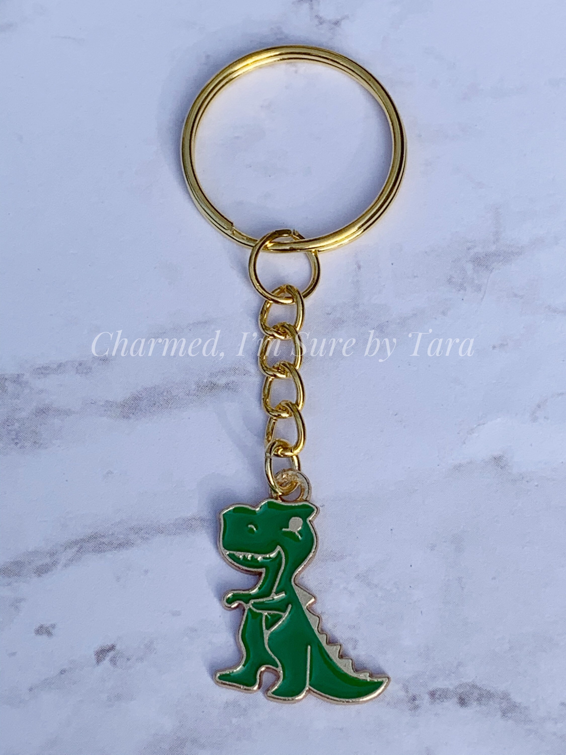 Enamel Dinosaur Charm Keychain / Gold Tone - Etsy