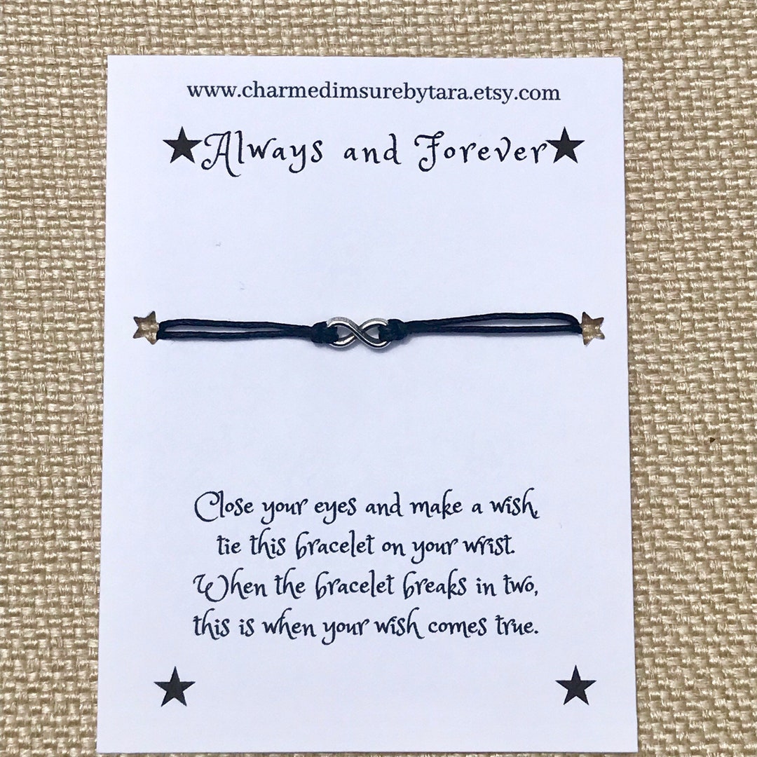Infinity Charm Wish Bracelet/ Waxed Cord Bracelet/ Inspirational ...