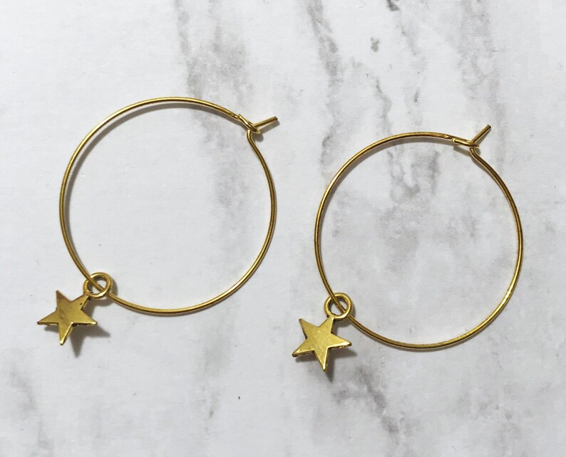 Gold Star Hoop Earrings - Etsy