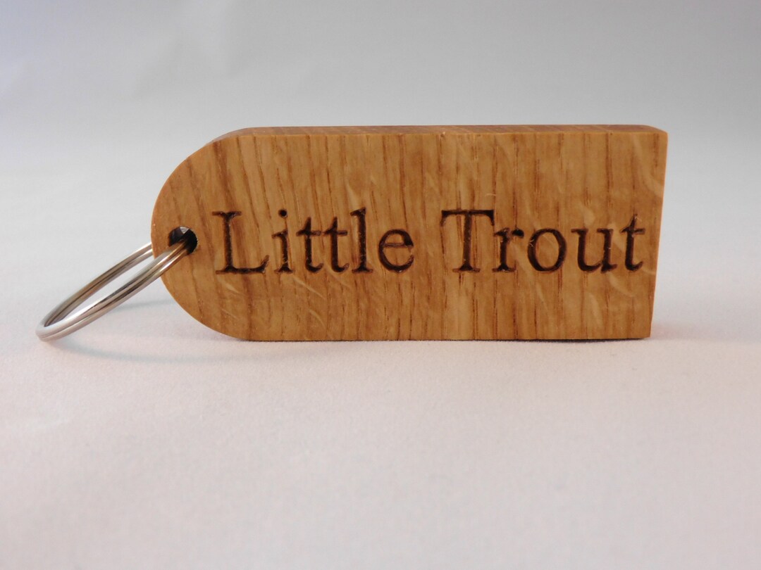 PERSONALISED WOODEN KEYFOB Keyring, Engraved Oak Wood Keyring, Custom ...