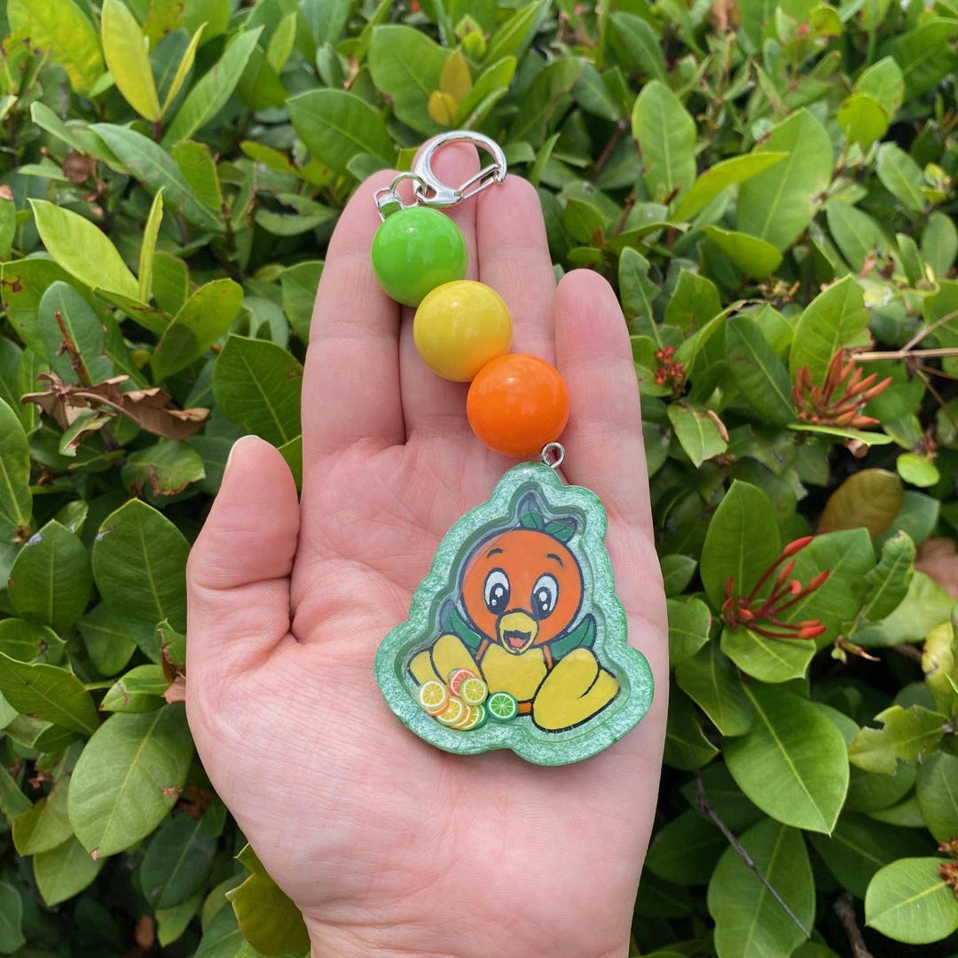Citrus Bird Beaded Shaker Keychain, Bird Keychain, Shaker Keychain ...