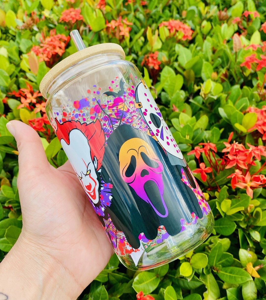 Horror Glass Can Tumbler Horror Glass Can Spooky Glass Can - Etsy