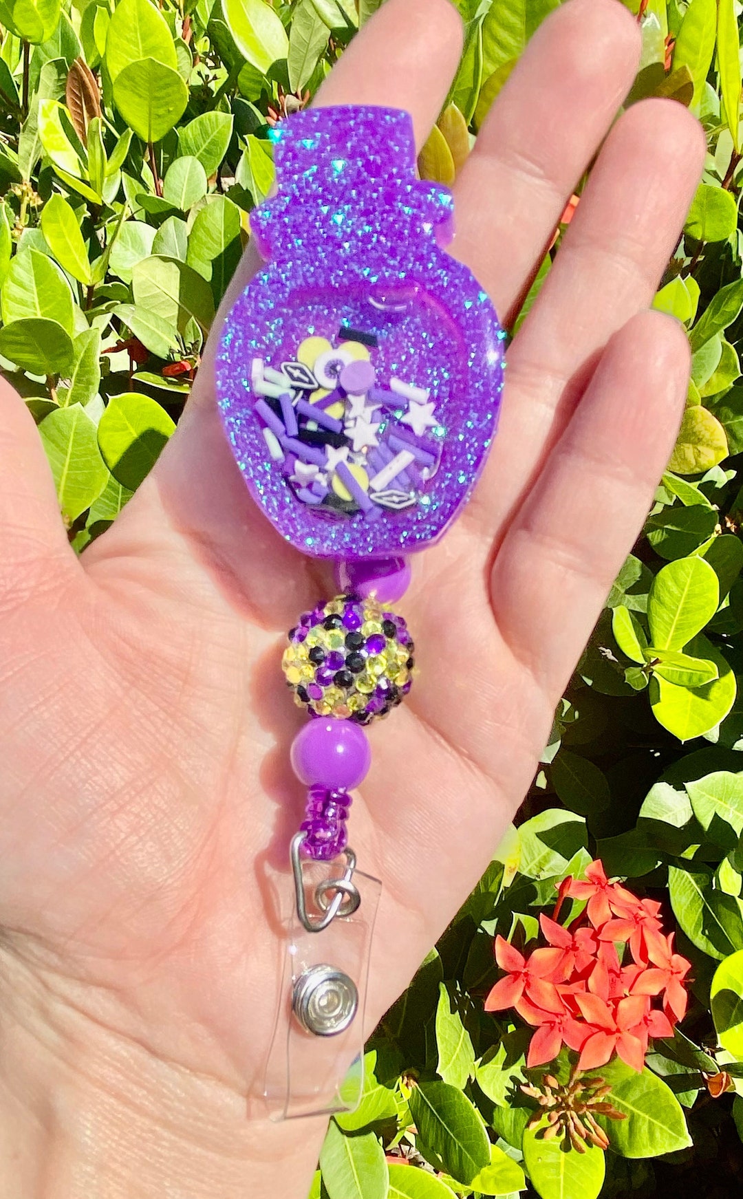 Potion Bottle Shaker Beaded Badge Reel, Potion Bottle Badge Holder ...