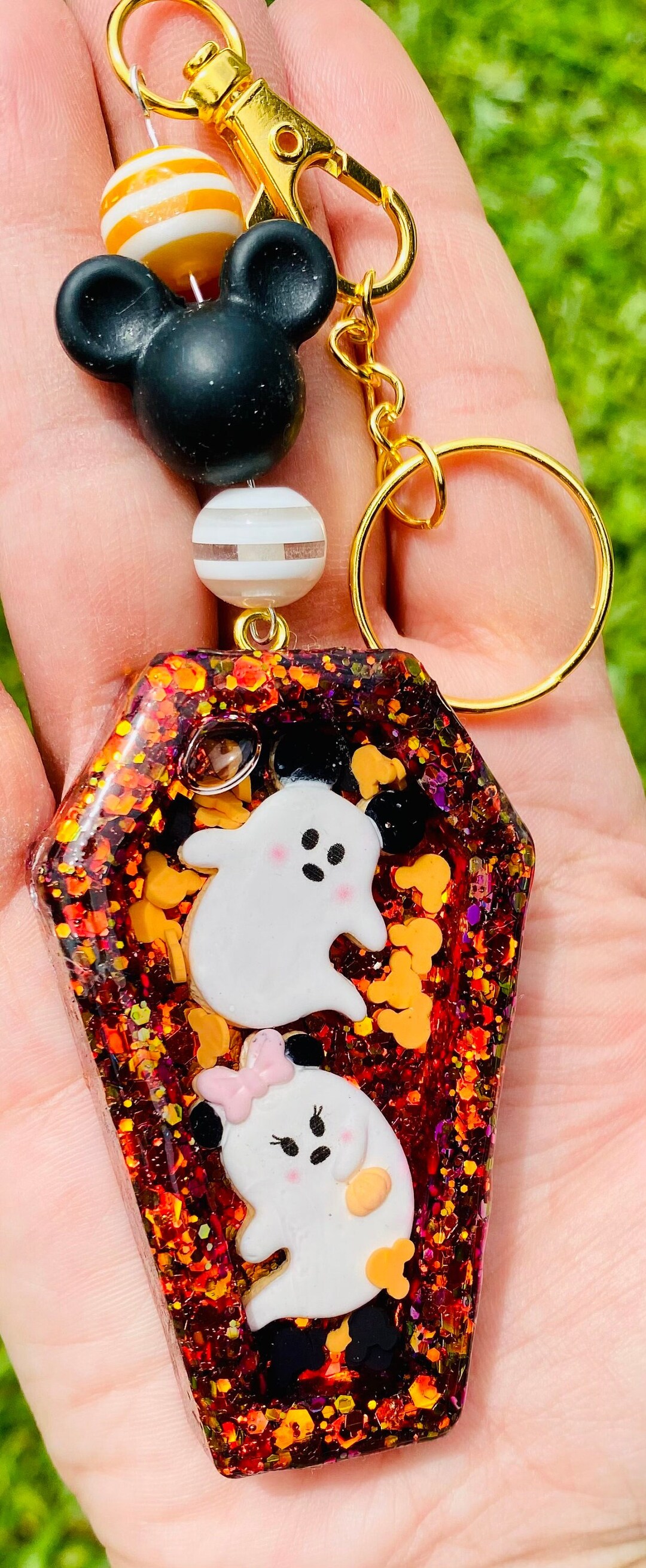 Ghost Mouse Coffin Shaker Keychain, Halloween Beaded Keychain - Etsy