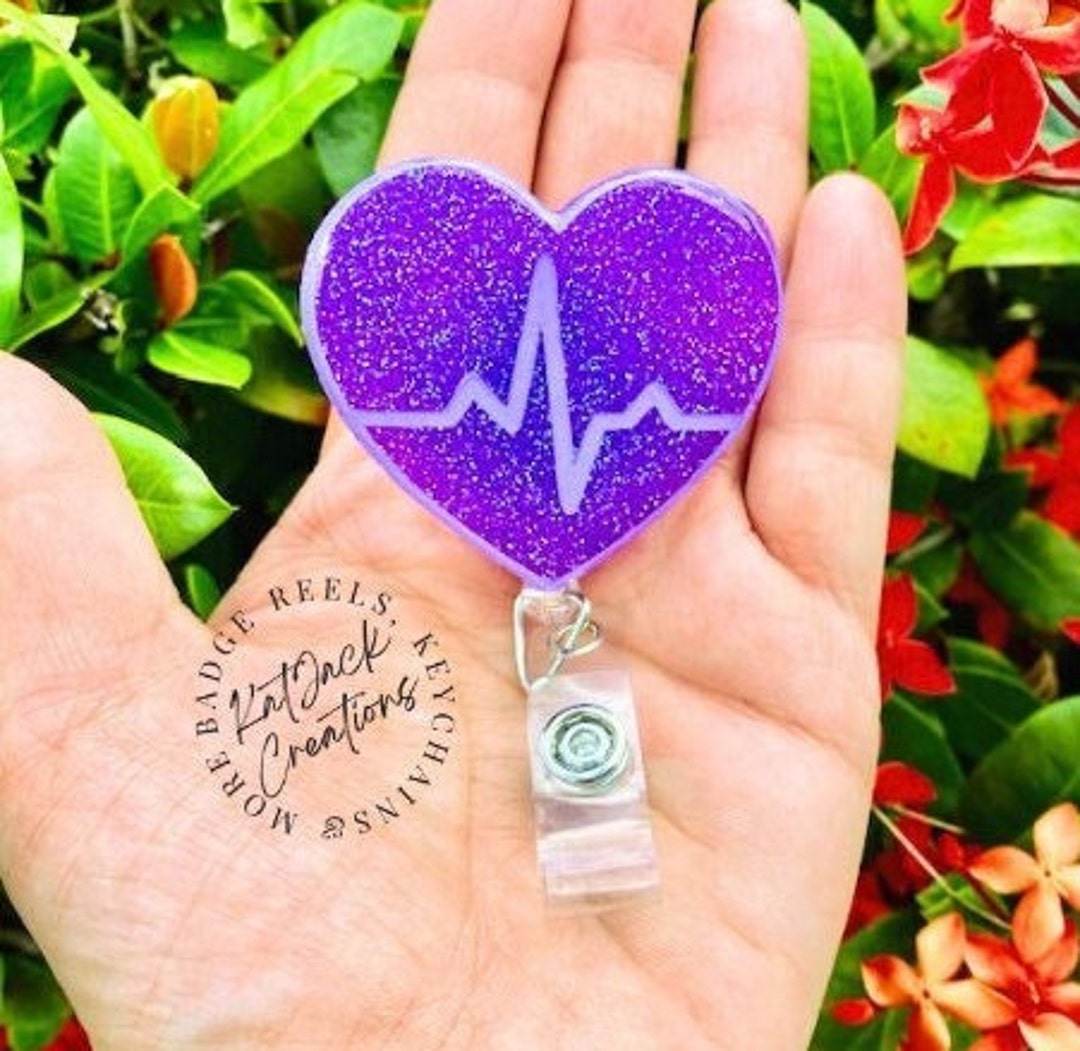 EKG Heart Flat Badge Reel, EKG Tech Badge Reel, EKG, Heart Badge Holder ...