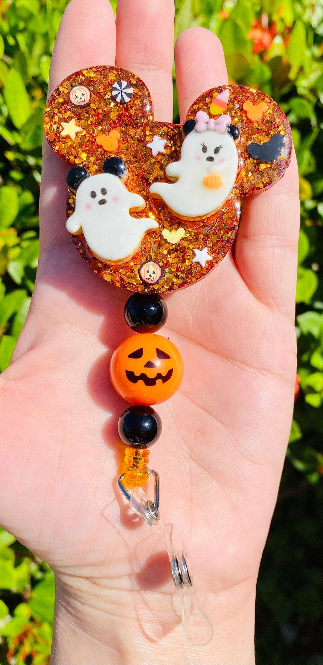 Ghosts Mouse Head Halloween Beaded Badge Reel Mouse Ghost - Etsy UK