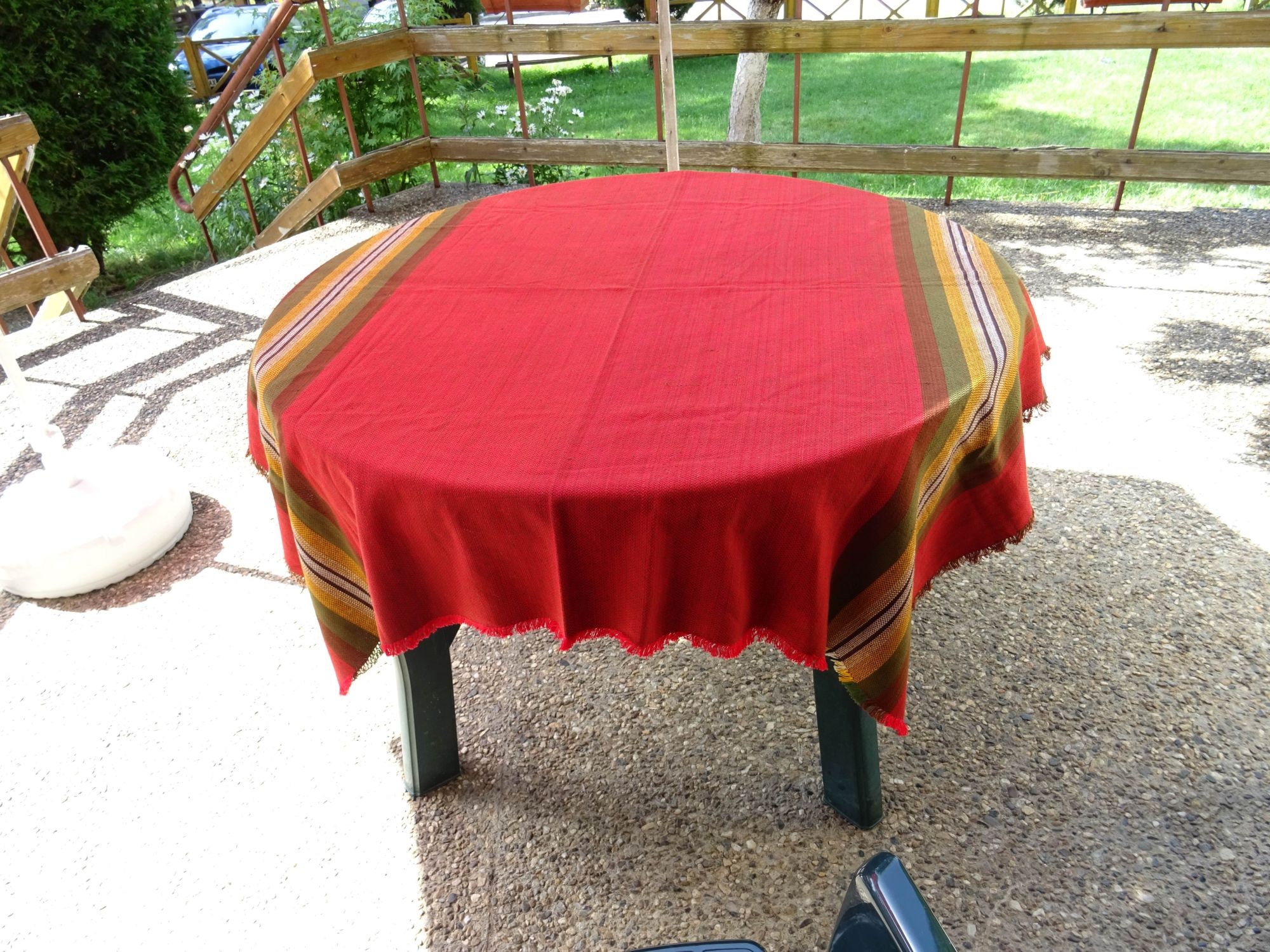 Vintage Table Cover With Two Faces and Label. Cotton Tablecloth. Folk ...