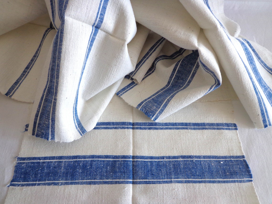 570 Cm. Vintage Hand Woven Cotton Kitchen Cloth Fabric. Ten Pieces of ...